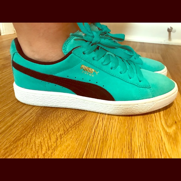 Puma | Shoes | Turquoise Suede Pumas | Poshmark